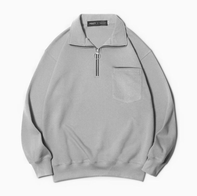 Light Grey Oversized Half Zip Sweatshirt – HIGHTY Menswear